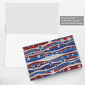MQGMZ Patriotic Stars Strips Independence Day Print Holiday Greeting Cards Blank Note Cards With Envelopes For All Occasions Birthdays