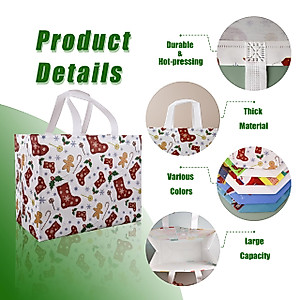 CHENGBAI TOTE Christmas Goodie Bags 18 pcs, Reusable Gift Bags with Cartoon, Multicolorful Holiday Gift Bags for Kid, Gifts Wrapping, Shopping, Xmas Party Supplies, 12.2 x 6.7 x 9.8 In