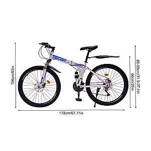 DNYSYSJ Mountain Bike，26 Inch Folding Bicycle Precision Shifting Pedals Bike 21 Speed Gear for Daily Use，Touring in The Mountains and Outdoor Riding (Blue)