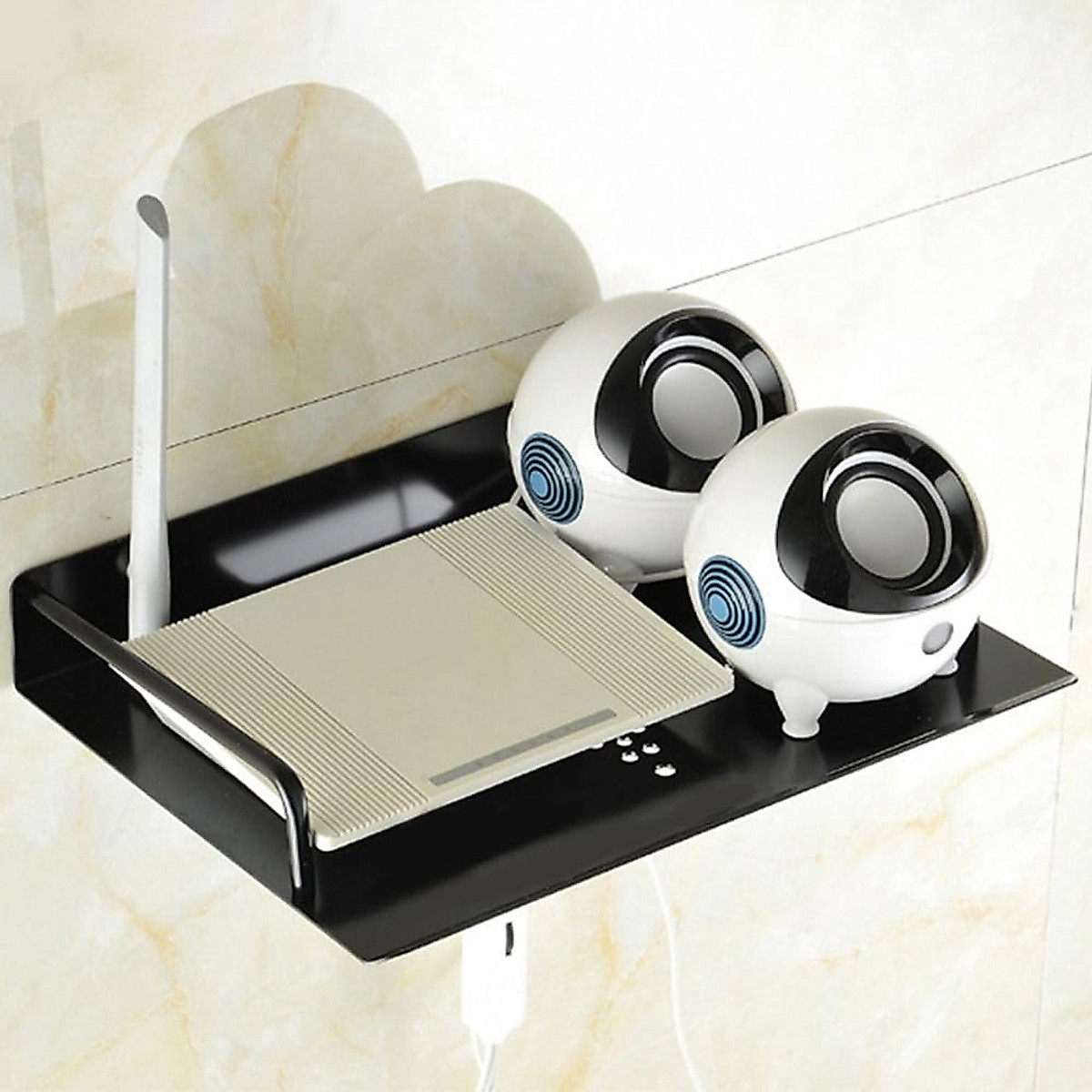 gifthub Multipurpose Projector Holder,Metal Wall Mount Router Rack,Easy to Use,Practical Router Shelf Projector Shelf for Living Room Bedroom(Black)