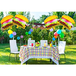 4PCS Hamburger Balloons Foil Aluminum Balloon Birthday Party Decorations for Baby Shower Kids Snacks Themed Party Supplies for Girl Boy