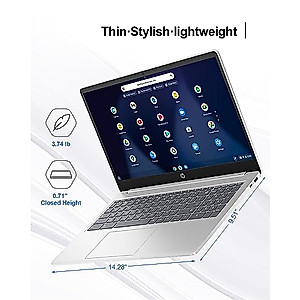 HP 2023 Newest Chromebook Laptop Student Business, 15.6" HD Display, 8GB RAM, 192GB Storage (64GB eMMC+128GB MSD Card), Quad-Core Intel Processor N200, Long Battery, Chrome OS, Bundle with JAWFOAL