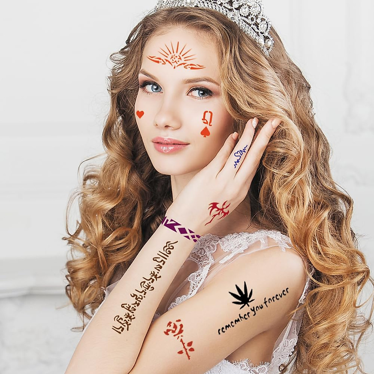 Tiebeauty 20 Sheets Glitter Tattoo Kit, 467 Pcs Henna Tattoo Stencils Airbrush Temporary Tattoos Templates for Girls and Boys Body Art, Suitable as Gift for Family/Friends (Black)