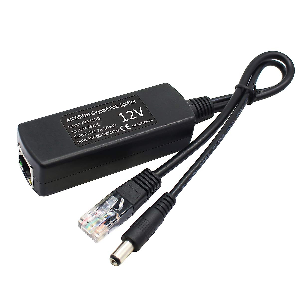 ANVISION 2-Pack Gigabit PoE Splitter, 48V to 12V 2A Ethernet Adapter, for Security Camera, AP, Voip and More, AV-PS12-G