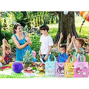 16 Pcs Cinnamo Dog Meledy Cartoon Kawaii Party Favor Bags with Handles, Non-Woven Reusable Goodie Bags Treat Tote Gift Bags for Kids Boys Girls Birthday, Baby Shower,Birthday Party Decorations