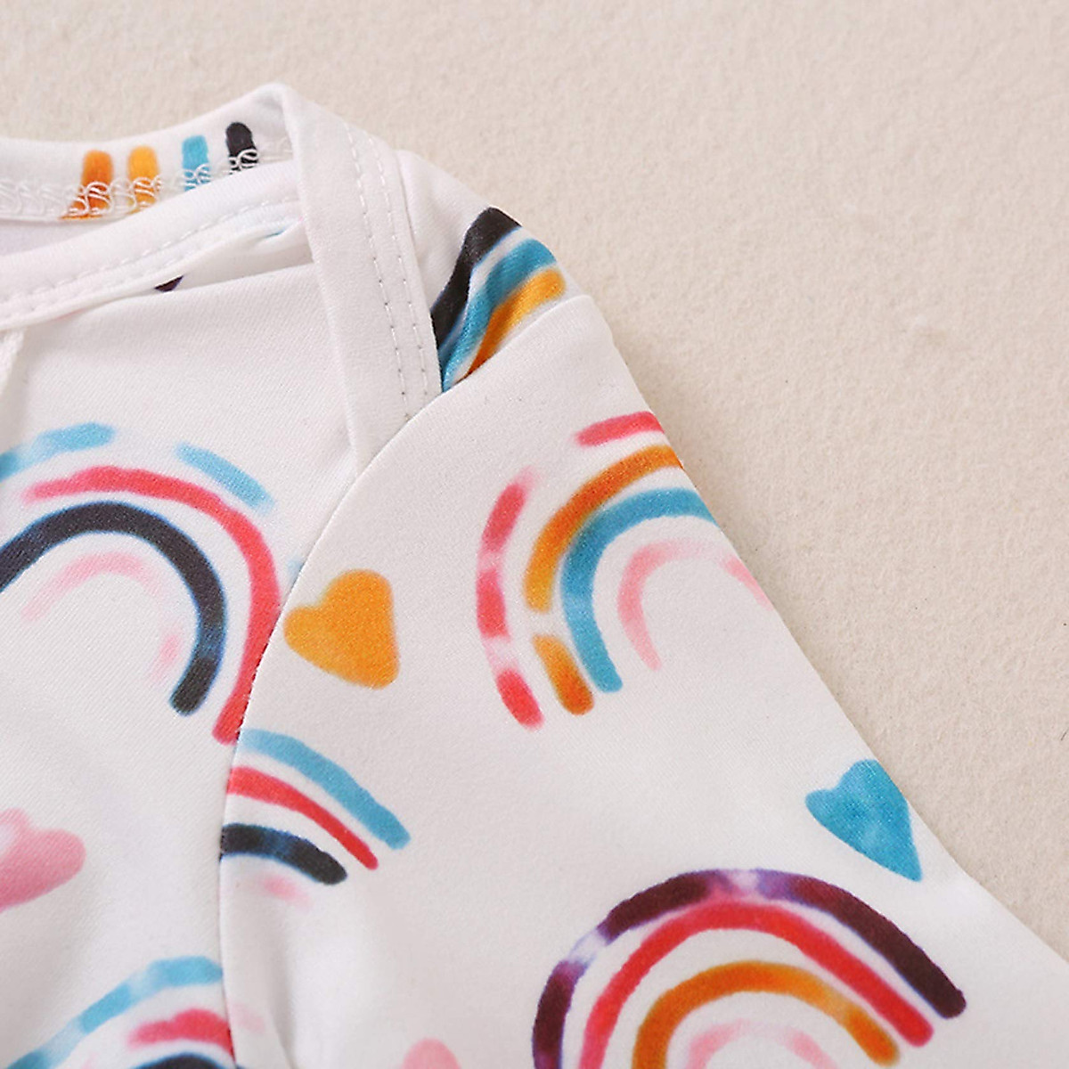 Infant Girl Cotton Sleeper Gown Baby Rainbow Knotted Pajamas Newborn Sleepwear Sleeping Bag with Headband