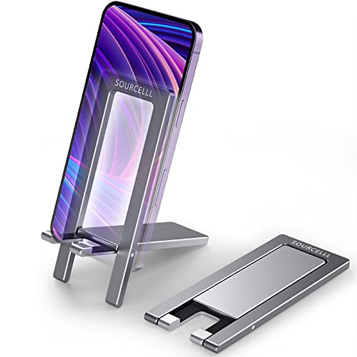 Cell Phone Stand for Desk,Adjustable Phone Stand Holder,Foldable Desk Phone Mount Stand Holder Compatible with All Mobile Phones,Portable iPhone Stand/Dock/Cradle,Versatile Phone Stand(Flat-Small)