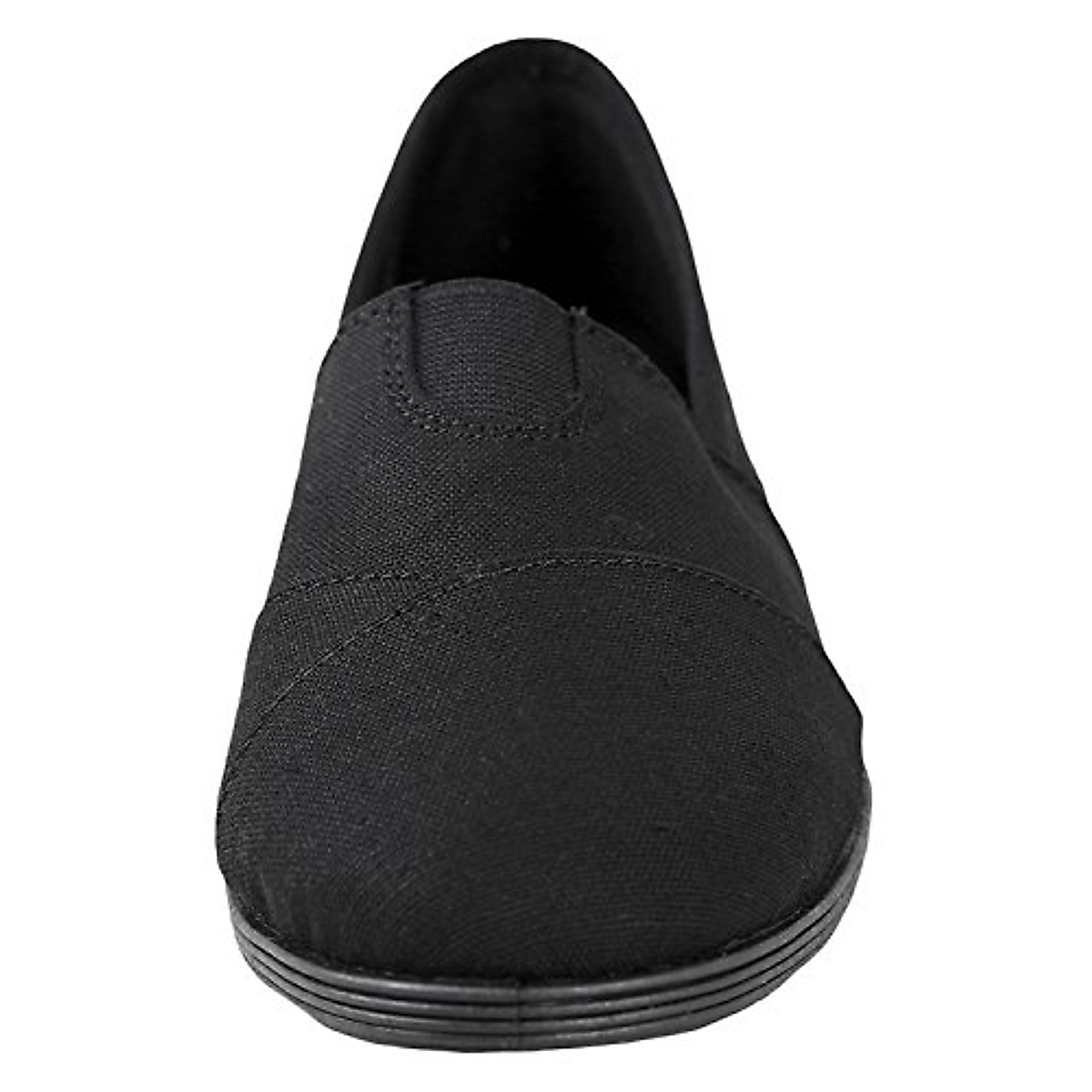 Soda Flat Women Shoes Linen Canvas Slip On Loafers Memory Foam Gel Insoles OBJI-S (All Black, Numeric_11)