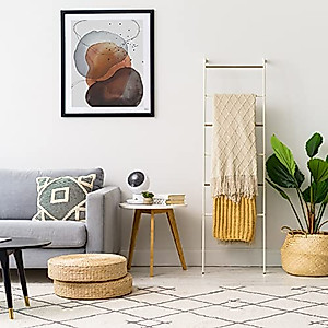 IRIS USA Clothing Rack, Blanket or Garment Ladder, Easy to Assemble, Standing Metal Sturdy Garment Rack, Small Space Storage Solution, Modern Versatile Design, Long-Term Durability, Ladder, White