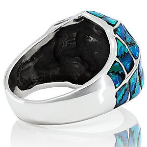 VY JEWELRY 925 Sterling Silver Blue Opal Ring - Made in Thailand - Size 9