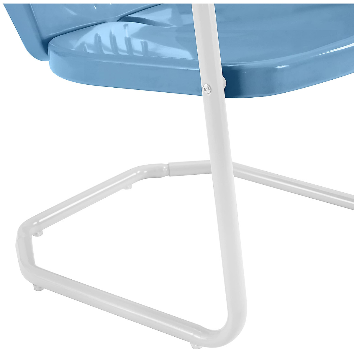 Crosley Furniture Griffith 3-Piece Outdoor Bistro Set, Retro Metal Patio Table and Chairs for Dining, Porch, Sky Blue Gloss and White Satin