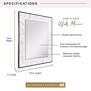 MCS 16x20 Inch Chevron, 22x26 Overall Size, Marble Mirror, 22 x 26 Inch,