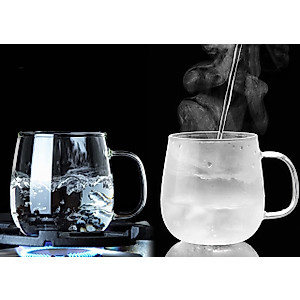 Set of 2 Glass Tea Cups Tea Mug with Infuser and Lid - Heat Resistant Borosilicate Glass, Clear Teacup with Strainer for Loose Leaf Tea, Blooming Tea, and Tea Bags - Ideal for Tea Lovers
