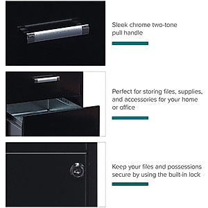 Scranton & Co 18" 3 Drawer Metal File Organizer Cabinet in Black