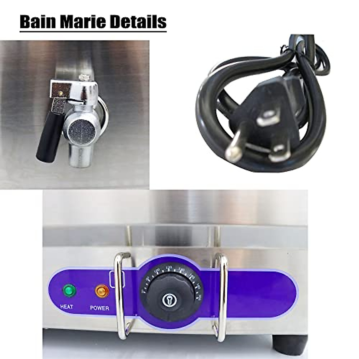 HQHAOTWU 5-Pan Electric Food Warmer Commercial Bain Marie Buffet Stainless Steel Soup Warmer Food Container for Catering Restaurant Canteen with One 1/3 Pan and Four 1/6 Pans