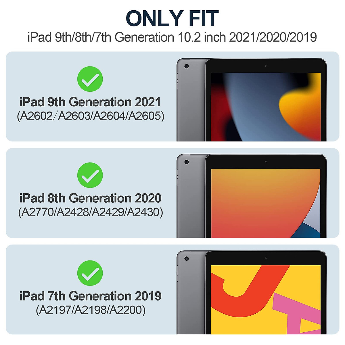 Case for iPad 9th/8th/7th Generation for iPad 10.2 Case 2021&2020&2019, Transparent Clear Shockproof TPU Protective Case (Clear)