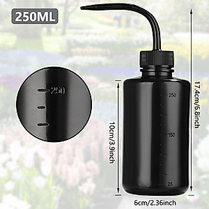 ABuff 6Pcs 250ml Tattoo Wash Bottle 8oz Narrow Mouth Squeeze Bottle Safety Rinse Bottle, Lash Water Bottle Squeezer Washing Bottle for Medical Lab Tattoo Supplies Irrigation Wash Plant (Black)