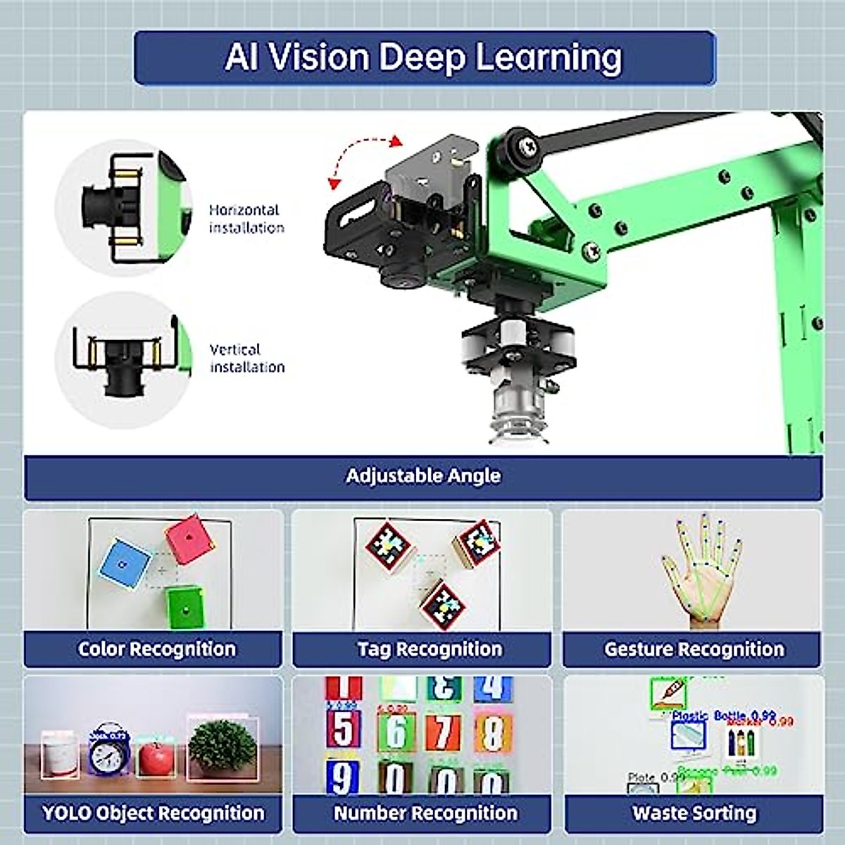 Hiwonder JetMax AI Robot Arm Building Kit for Jetson Nano Robot Kit ROS Open Source Vision Recognition Program Robot with Detailed tutorials and Source Codes (JetMax Starter)
