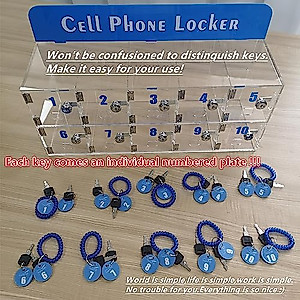 Zinging life No Confused for Each Key Clear Cell Phone Locker Box with Door Locks and Keys Wall-Mounted Cell Phones Storage Cabinet Pocket Storage Locker Box for Office Classroom