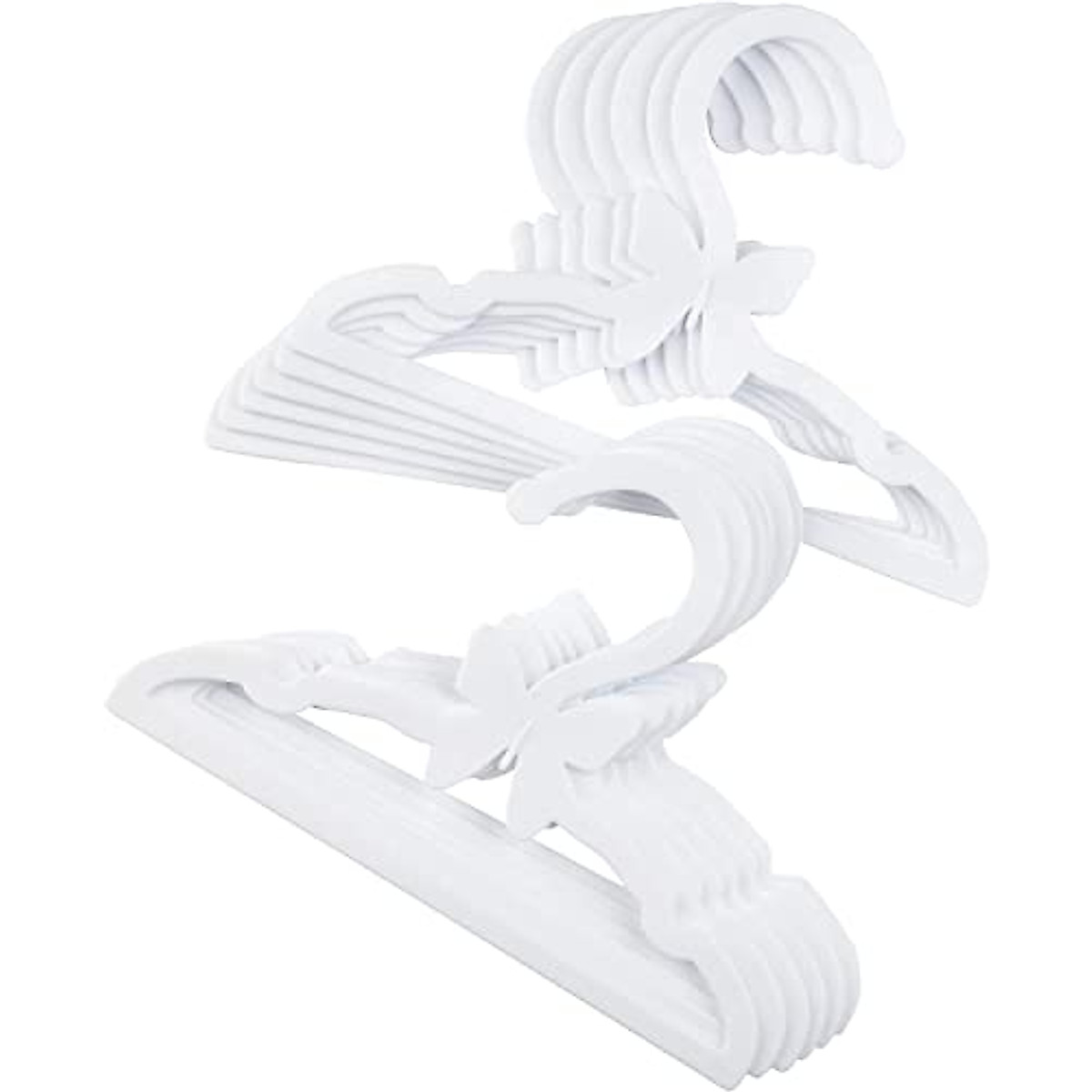 Doll Clothes Hangers for American 18" Girl Dolls - Set of 24 Unique Pink and White Butterfly Wardrobe Hangers- Holds Accessories, Sets, Shirts, Jackets, Pants, Dresses, Gifts for Girls Kids Birthday