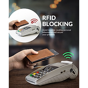 VULKIT Men's Slim Wallet Pop Up Card Holder RFID Blocking Metal Wallet Minimalist Design Holds Up to 11 Cards