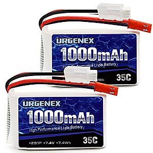 URGENEX 7.4V Lipo Battery 1000mAh 2S Li-Po Battery 35C with JST Plug RC Batteries Fit for WLtoys Rc Cars A949 A959 A969 A979 K929 and Most 1/10, 1/16, 1/18, 1/24 Scale RC Cars Remote Control Cars
