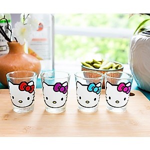 Silver Buffalo Sanrio Hello Kitty Faces 1.5-Ounce Mini Shot Glasses | Set of 4