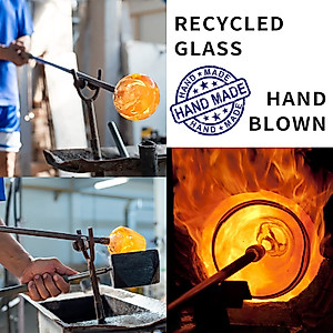 Hummingbird Feeder,Hand-Blown Glass Hummingbird Feeders for Outdoors Hanging with Hanging Ornament Hummingbird (Green)