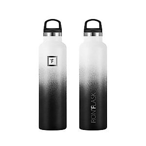 IRON °FLASK Sports Water Bottle - 3 Lids (Narrow Straw Lid) Leak Proof Vacuum Insulated Stainless Steel - Hot & Cold Double Walled Insulated Thermos, Durable Metal Canteen - Day & Night, 24 Oz