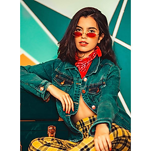 COASION Vintage Small Oval Aesthetic Sunglasses Retro for Women Men Hippie Cool Metal Frame Sun Glasses (Gold Frame/Red Lens)