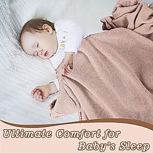 YOYI YOYI Cotton Baby Blanket Toddler Blankets Soft Warm Breathable Nursery Swaddling Blankets for Girls and Boys Receiving Blanket for Crib, Stroller, car31x40 inches (Dusty Rose)