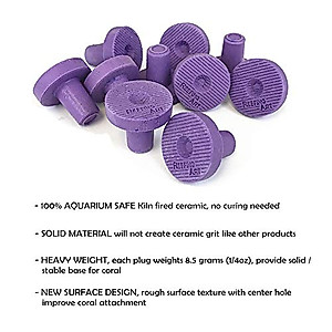 Reefing Art Ceramic Coralline Purple Coral Frag Plugs 30 Pack Tiles for SPS