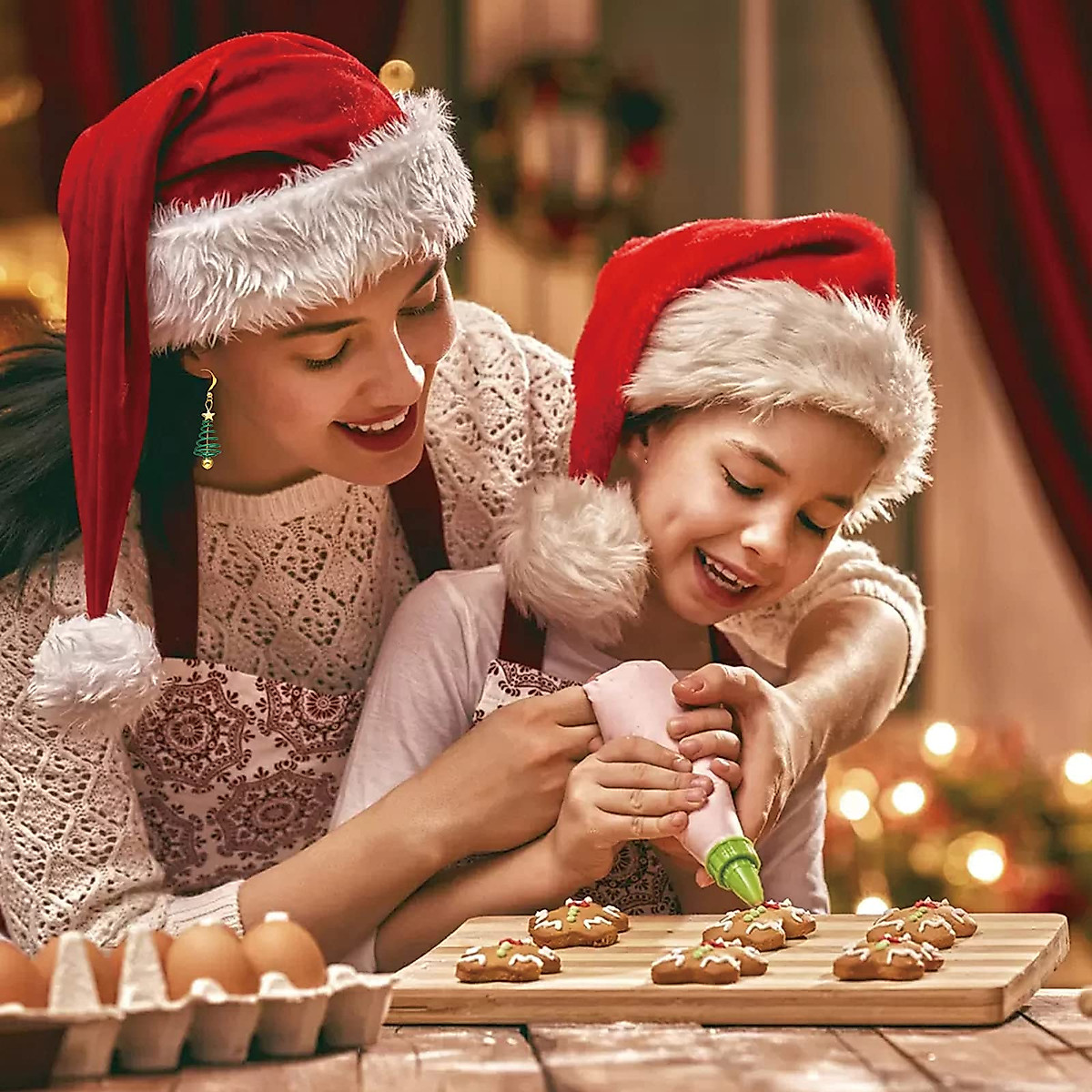 18 Pairs Christmas Earrings Bulk Cute Christmas Jingle Bell Santa Claus Pearl Tree Bow Earrings Xmas Jewelry Dangle Earrings Set for Women