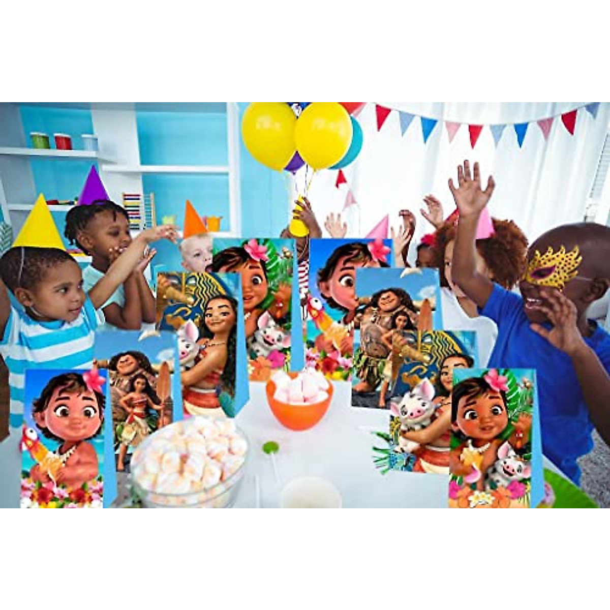 12 Pieces Moana Themd Children Birthday Party Favors Gift Bags Moana Themed Candy Bags for Children Baby Shower Decorations (moana)