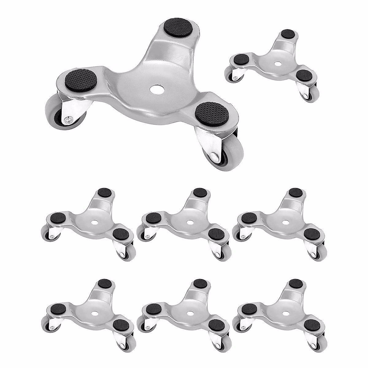 QWORK 8 pcs 6" Steel Tri-Dolly, 400 lbs Load Capacity, Great for Moving Furniture & Appliances, Durable and Easy to Use