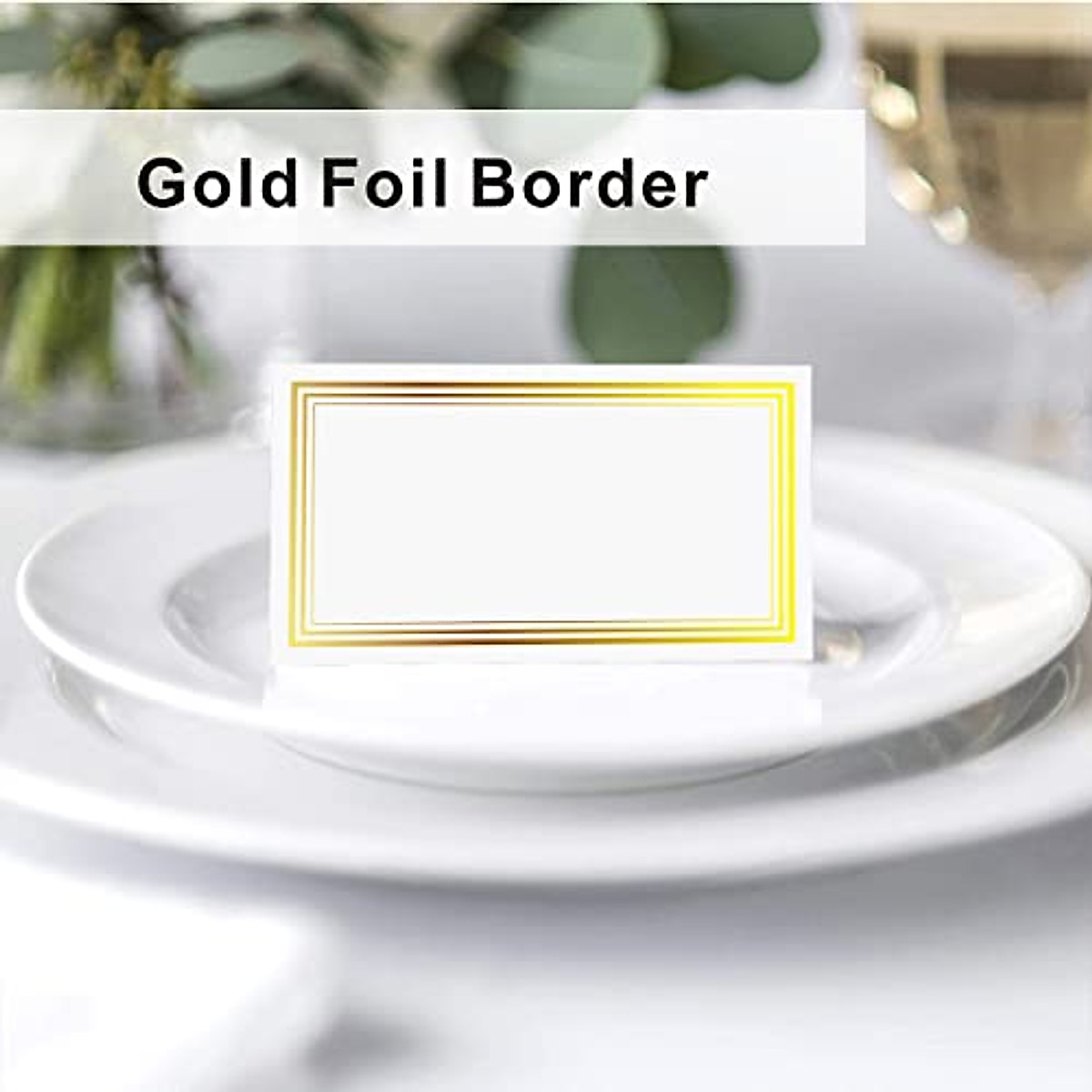 135 Pack place cards with Gold Foil Border Seating Place Cards for table setting table Weddings,Banquets,Dinner Parties,Name Cards
