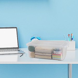 Drephia 4 Packs Plastic Storage Bins with Lids and Latch, Stackable Storage Organizer Containers Box, Clear, 14 L