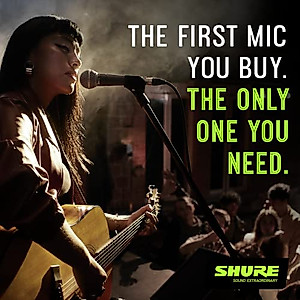 Shure SM58 Cardioid Dynamic Vocal Microphone with Pneumatic Shock Mount, Spherical Mesh Grille with Built-in Pop Filter, A25D Mic Clip, Storage Bag, 3-pin XLR Connector, No Cable Included (SM58-LC)