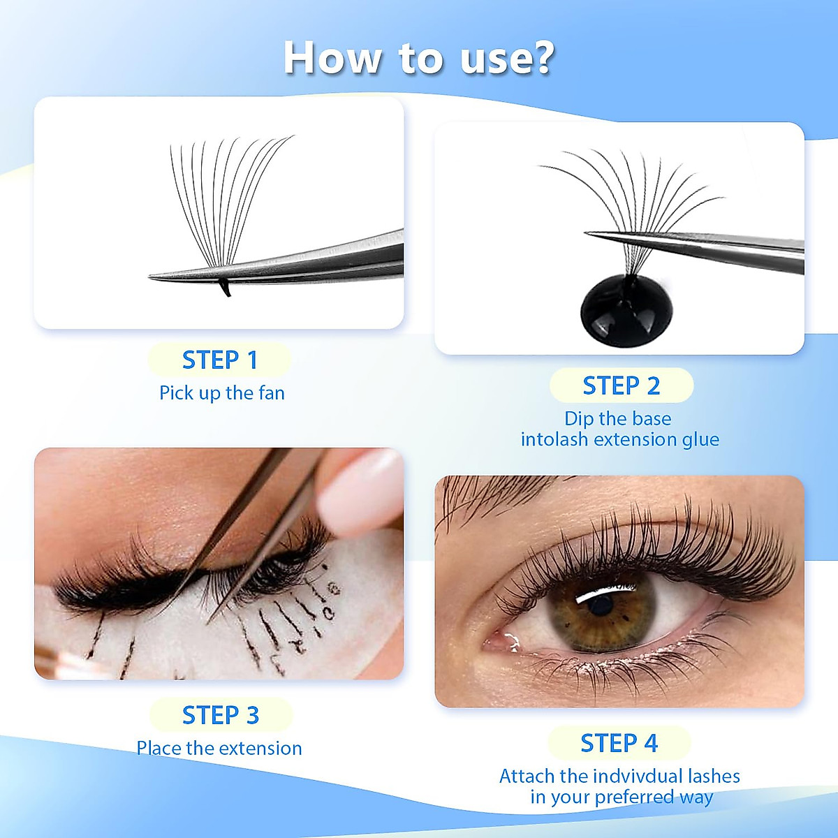 Hannahool 12 Colors Mix 240pcs 10D Premade Fans Nature Long Volume Eye Lashes Extensions Soft and Light Weight Colorful Individual False Eyelashes Cluster 8-16mm to Choose (12mm)