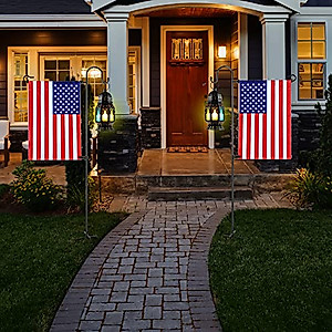 SPIPHY Garden Flag Holder Stand with Shepherd Hook, 48" Weather-Proof Garden Flag Pole with Spring Stoppers and Flag Clip Garden Flag Stand with American Flag(Without Light)