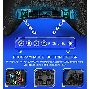 Svetaecho Wireless Switch Controller for Nintendo Switch Controller/Lite/OLED-LED Wired Windows PC Game Joysticks-Wireless PC IOS Android Remote with Cool RGB/Programmable Nintendo Switch Accessories