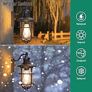 EJIAXIN Outdoor Light Fixtures Wall Mount, Exterior Light Fixture, Outdoor Wall Lights Waterproof Wall Porch Lights, Outdoor Wall Lantern with Glass Shade for Patio, Front Door, Garage, House, 2-Pack…