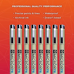 SAKURA Pigma Micron Plastic Nib Pens - Archival Black and Colored Ink Pens - Pens for Writing, Drawing, or Journaling - 0.45 mm Plastic Nibs - 8 Pack