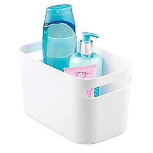 iDesign Una BPA-Free Plastic Storage Bin With Handles, 10" x 6" x 6", White