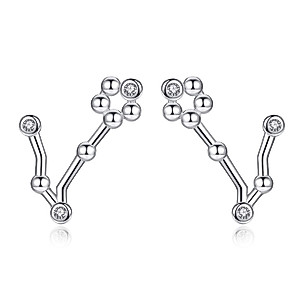 Pisces Zodiac Constellation Earrings 925 Sterling Silver CZ Horoscope Stud Earrings for Women -VIKI LYNN