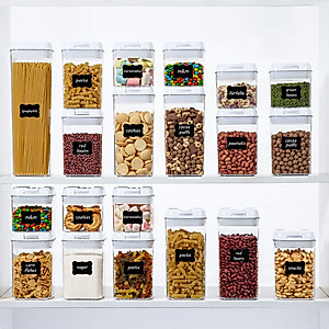 Airtight Food Storage Containers, Vtopmart 20 Pieces BPA Free Plastic Cereal Containers with Easy Lock Lids,for Kitchen Pantry Organization and Storage, Include 24 Labels
