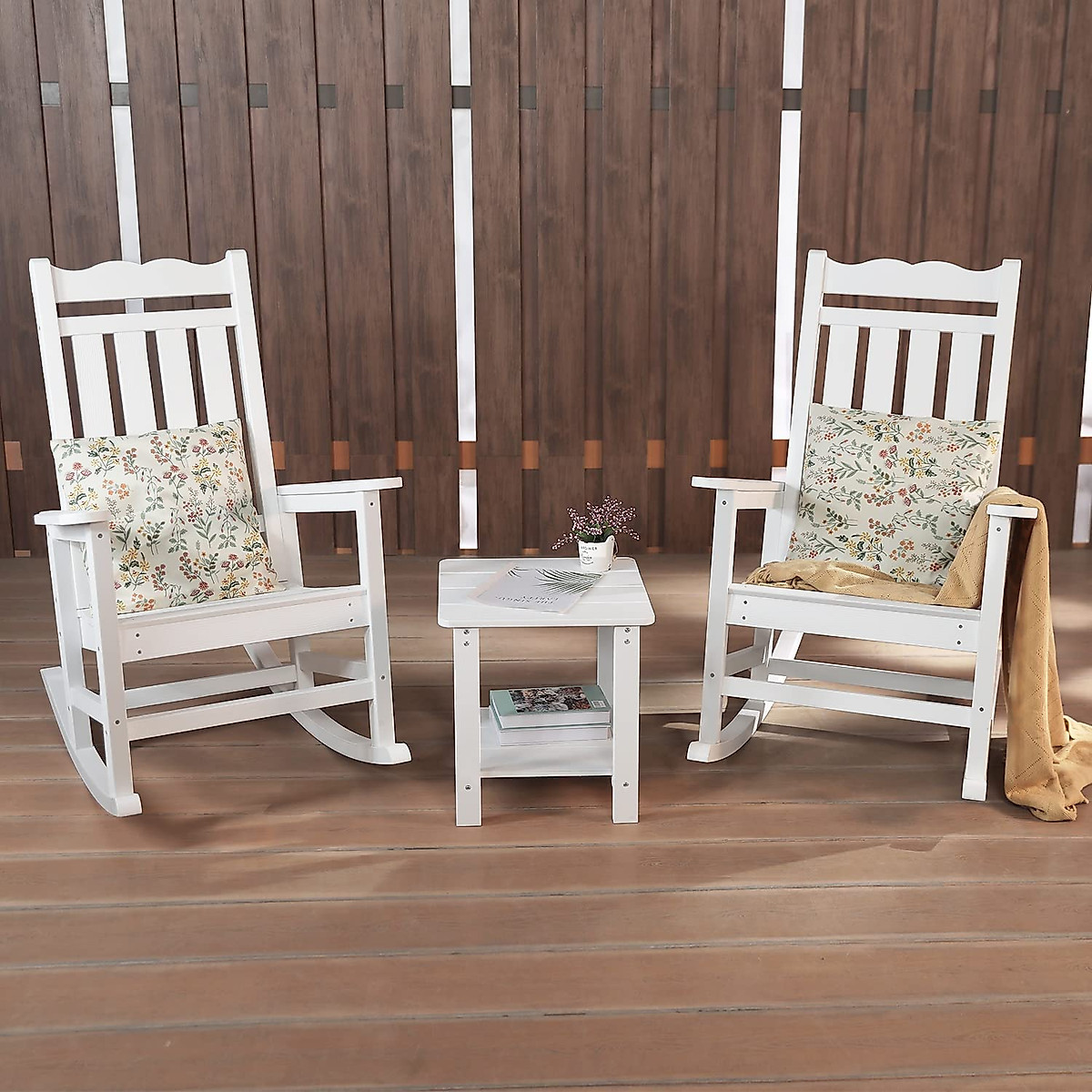 Stoog Oversized Outdoor Rocking Chair with 400 lbs Weight Capacity, Weather Resistant, HIPS Plastic Porch Rocker, for Backyard, Lawn, Fire Pit, Garden and Indoor (White)