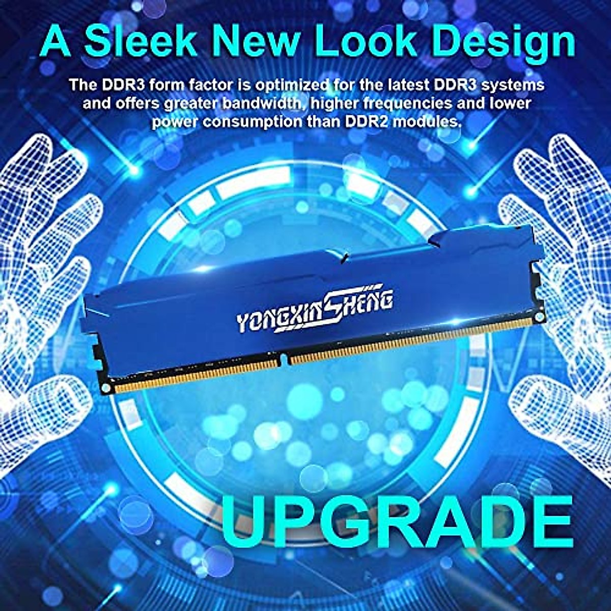 Yongxinsheng DDR3 16GB Kit (8GBx2) Desktop RAM 1600MHz PC3-12800 UDIMM Non-ECC Unbuffered 1.5V 2Rx8 Dual Rank 240 Pin CL11 PC Computer Memory Upgrade Module (Blue)