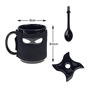 WXB Personalized Ninja Creative Ceramic Mug,Office Home,Coffee,Mmilk,Tea,Beverage,Water Cup (black)