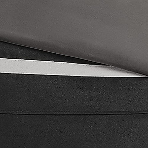 Madison Park Palmer Comforter Set - Faux Suede Design, Striped Accent, All Season Down Alternative Bedding, Matching Shams, Decorative Pillow, Bed Skirt, Full (82 in x 90 in), Black 7 Piece